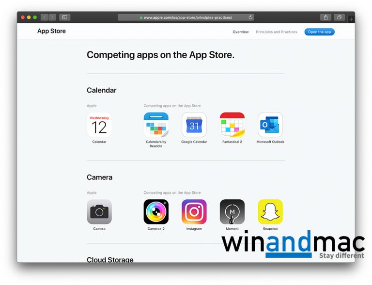 蘋果推出新專頁 竟然列出其競爭對手的apps？！ - winandmac.com 視麥媒體