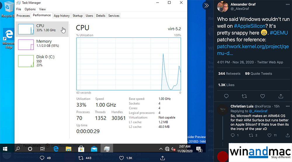 Windows on ARM成功在M1 mac上行到 程式設計員最開心的實驗 - winandmac.com 視麥媒體