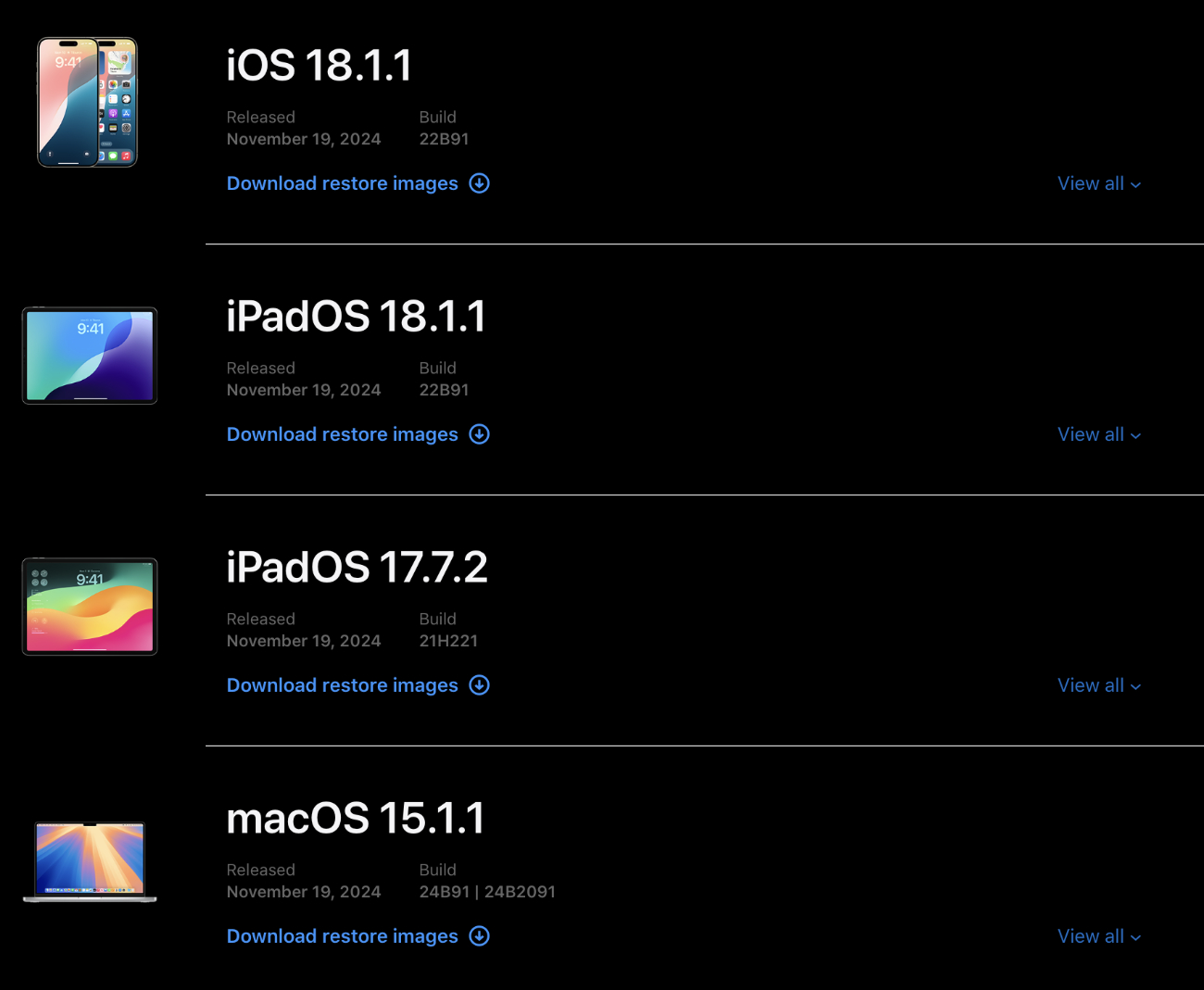 蘋果發佈iOS 17.7.2與iOS 18.1.1更新 修復兩項安全性問題 - winandmac.com 視麥媒體